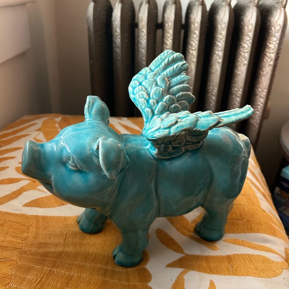 Accents | Turquoise Winged Pig Figurine | Poshmark
